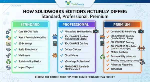 SolidWorks: Standard vs Pro vs Premium – Which One’s Right?